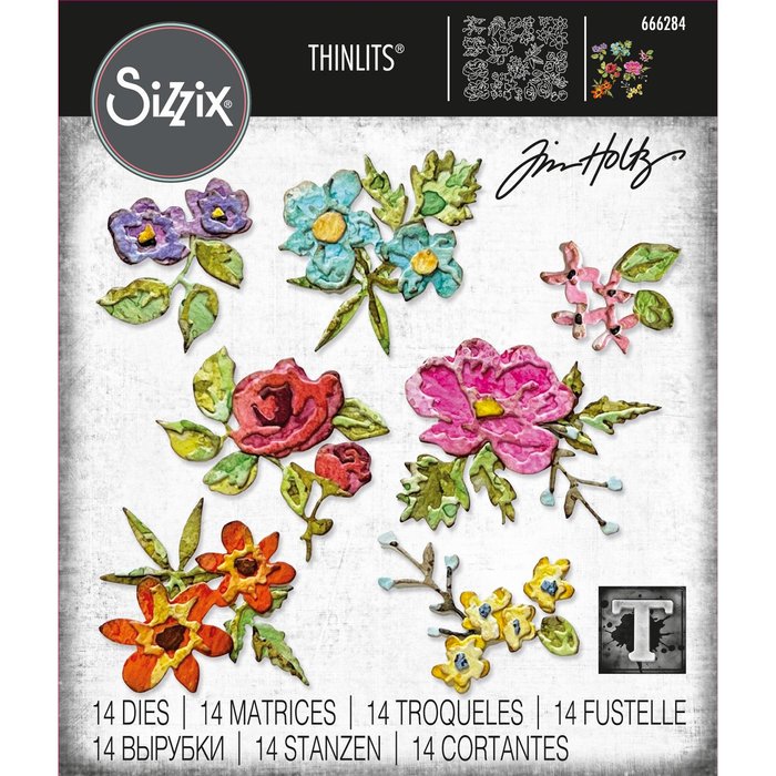 Sizzix • Thinlits Die Set Brushstroke Flowers Mini 14Stück | 666284