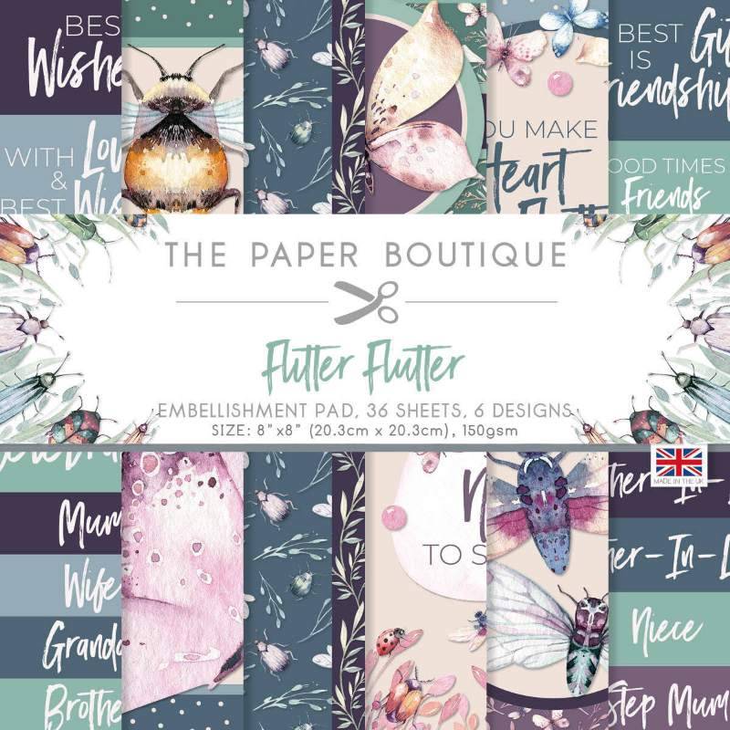 The Paper Boutique Flitter Flutter 8 in x 8 in Embellishments Pad | PB1916