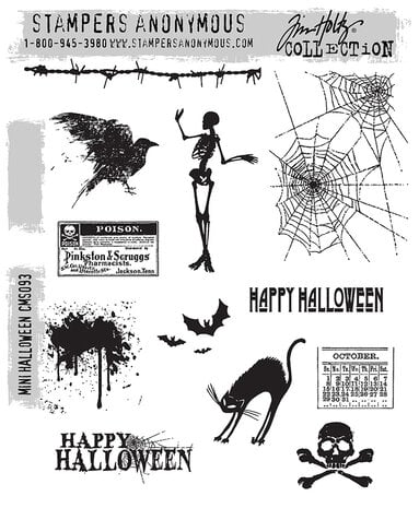 Tim Holtz - Mini Halloween Tim Holtz Cling Stamps | CMS093