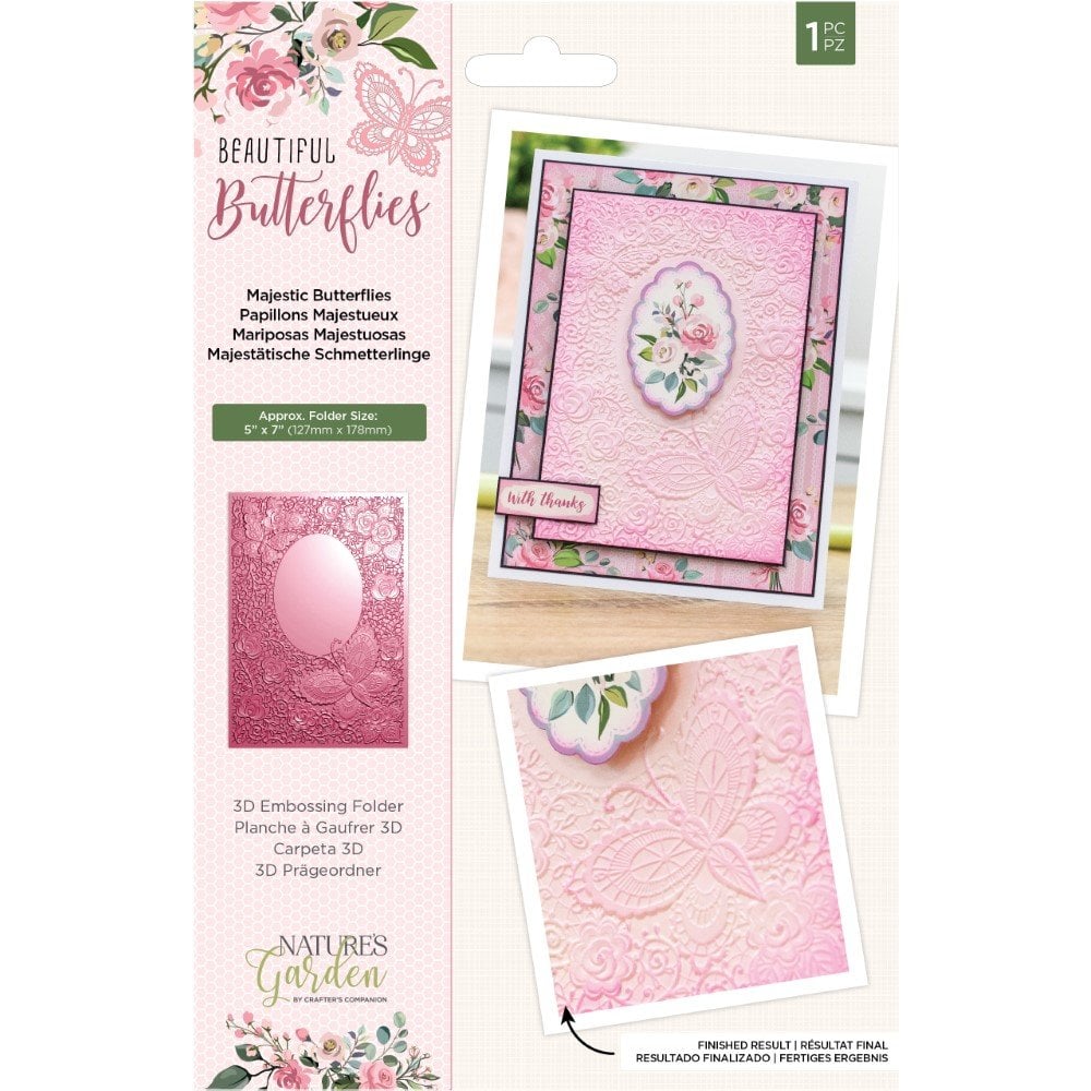 Nature's Garden Beautiful Butterflies - 3D Embossing Folder - Majestic ...